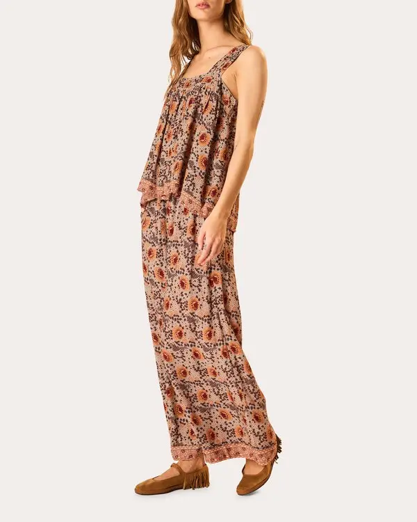 Natalie Martin Jasmine Floral Pintucked Tank Top - Multicolor