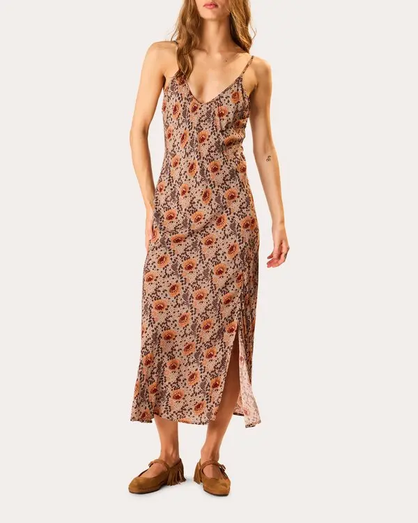 Natalie Martin Leandra Floral Midi Slip Dress - Multicolor