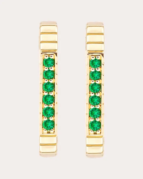 CAMPBELL + CHARLOTTE Emerald And 14k Gold Spark Hoop Earrings
