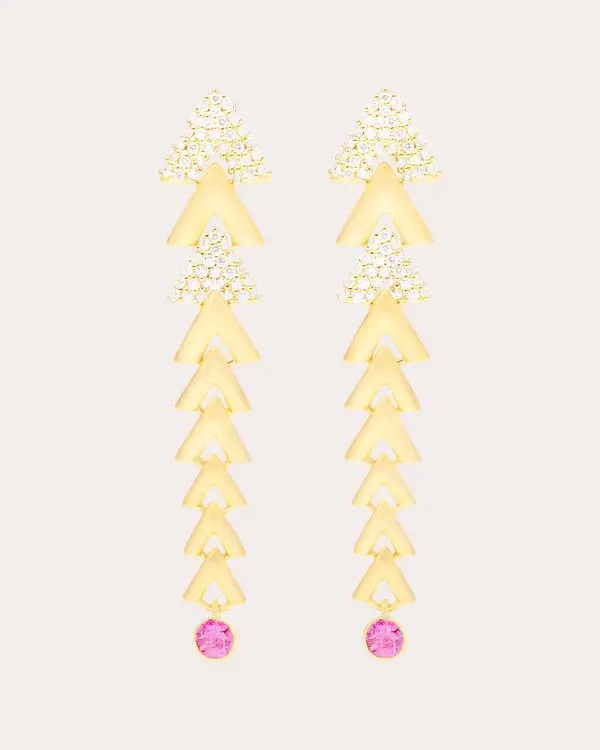 CAMPBELL + CHARLOTTE Spark 14k Gold Sapphire Chevron Link Earrings - Pink