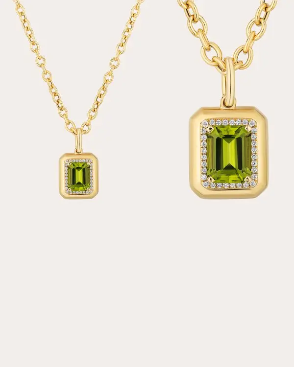Goshwara Emerald-cut Peridot And Diamond Pendant Necklace - Green