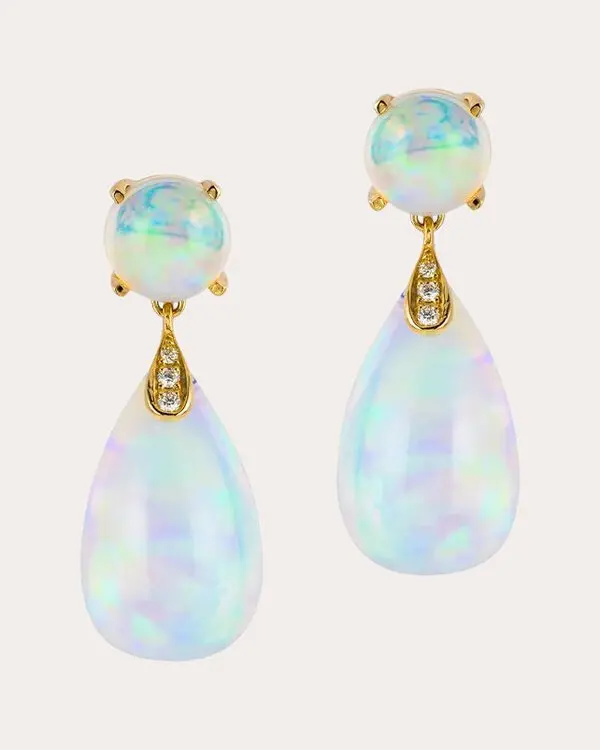 Goshwara Opal And 18k Gold Drop Earrings - White