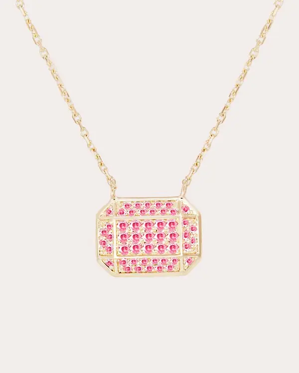CAMPBELL + CHARLOTTE Sapphire & 14k Gold Spark Pendant Necklace - Pink