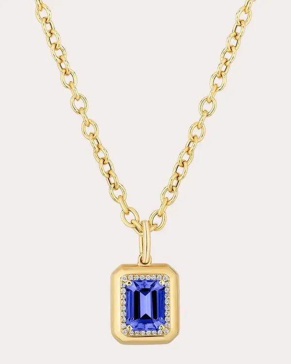 Goshwara Tanzanite And 18k Gold Emerald-cut Pendant Necklace - Blue