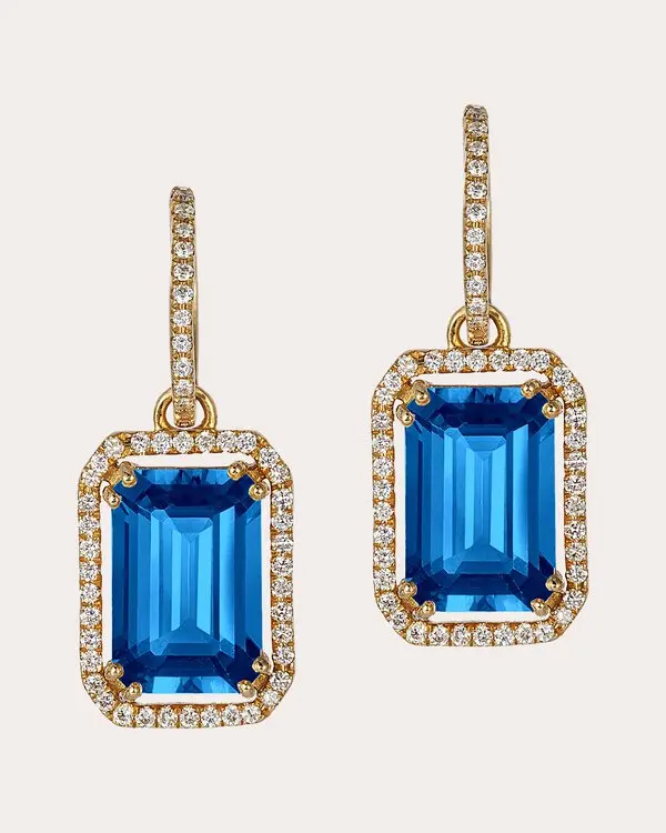 Goshwara Gossip 18k Gold London Topaz Diamond Drop Earrings - Blue