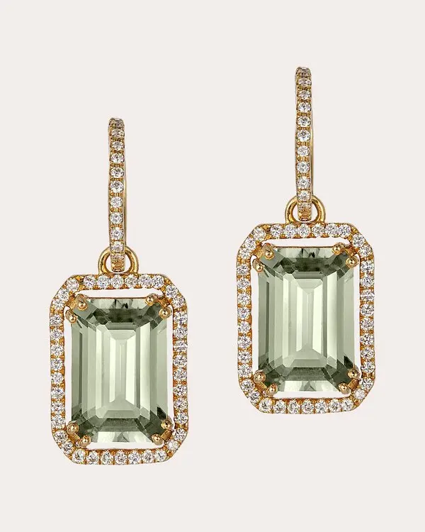 Goshwara Gossip 18k Gold Prasiolite And Diamond Drop Earrings - Green