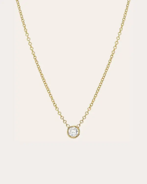 ZOE LEV Diamond & 14k Large Bezel Pendant Necklace - Gold
