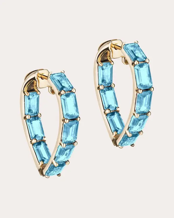 Goshwara Topaz And 18k Gold Heart Hoop Earrings - Blue