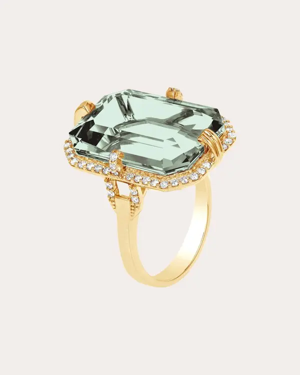 Goshwara Prasiolite & Diamond Ring - Green