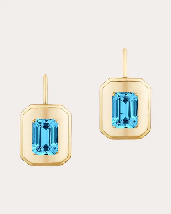 Goshwara Queen 18k Gold Topaz Drop Earrings - Blue
