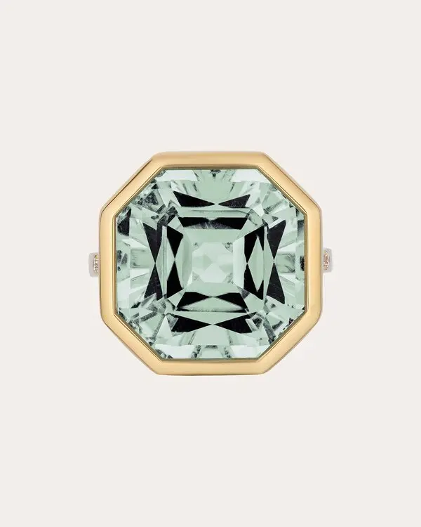 Goshwara Prasiolite And Diamond Gossip Ring - Green