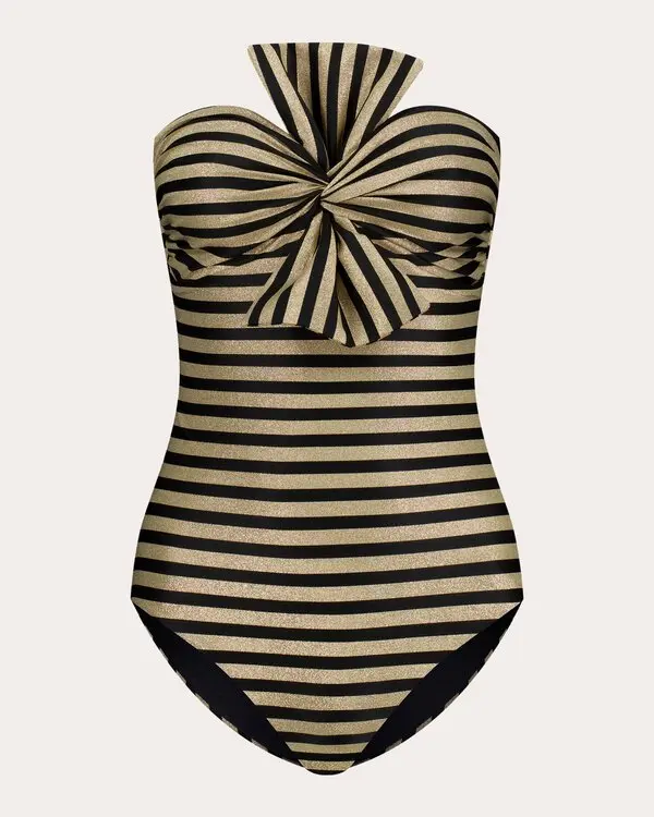 GIRLSMUSTHAVE Raquel Stripe Bow Bandeau One-piece - Gold