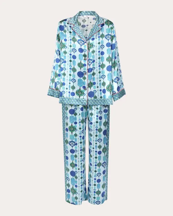 KARMA ON THE ROCKS Isa Chochin Silk Pajama Set - Blue