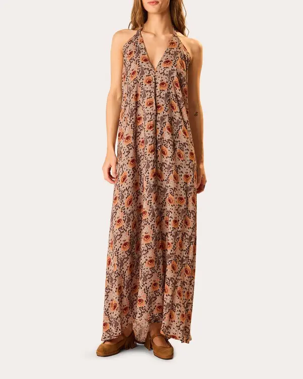 Natalie Martin Lola Floral Halter Maxi Dress - Multicolor