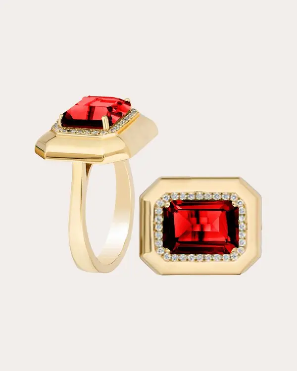 Goshwara Garnet And Diamond 18k Gold Ring - Red