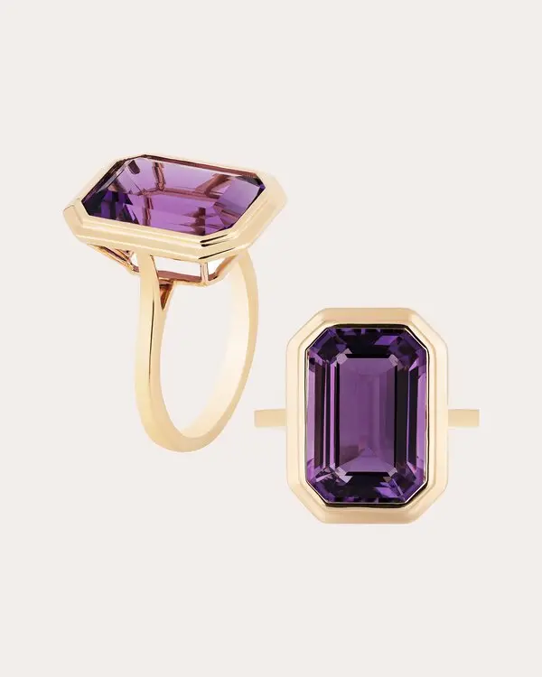 Goshwara Manhattan 18k Gold Amethyst Ring - Purple