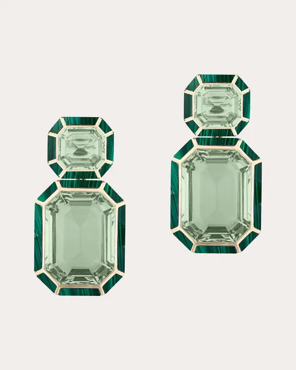 Goshwara Mélange 18k Gold, Prasiolite, And Malachite Drop Earrings - Green