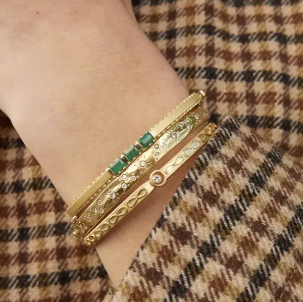 ELIZABETH MOORE Emerald And 18k Bangle - Gold