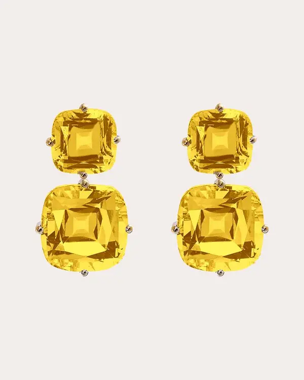 Goshwara Citrine And 18k Gold Double Drop Earrings - Yellow