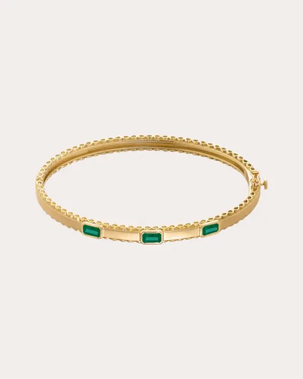 ELIZABETH MOORE Emerald And 18k Gold Infinity Bangle - Green