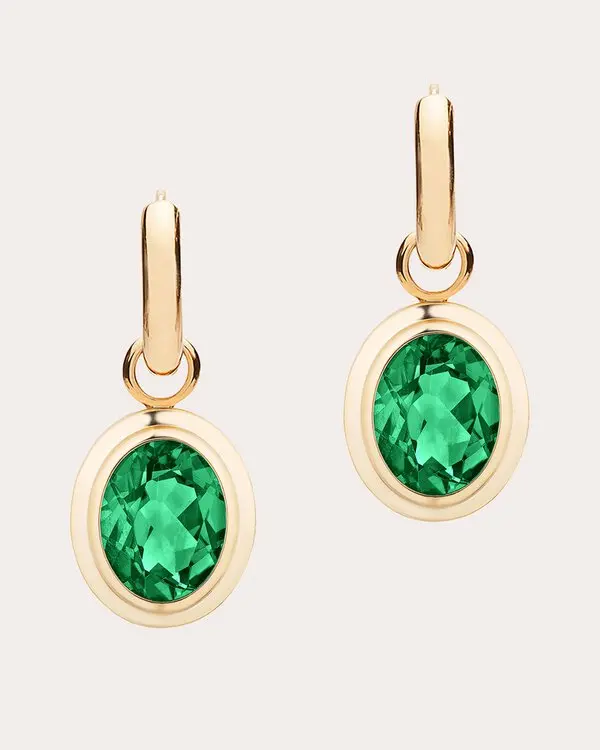 Goshwara Emerald And 18k Gold Hoop Drop Earrings - Green
