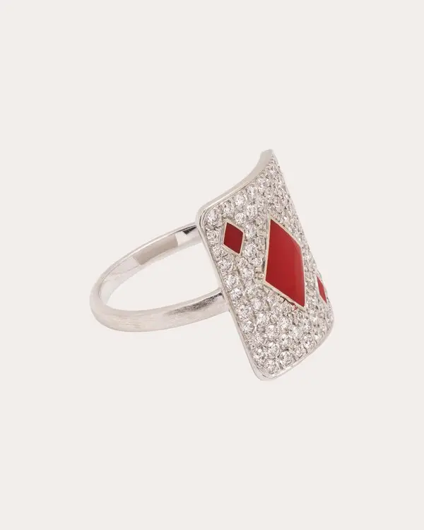 MYSTERYJOY Diamond And 18k White Gold Honneur Ring - Silver