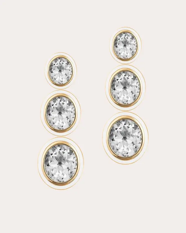 Goshwara Mélange Rock Crystal And Agate Drop Earrings - White