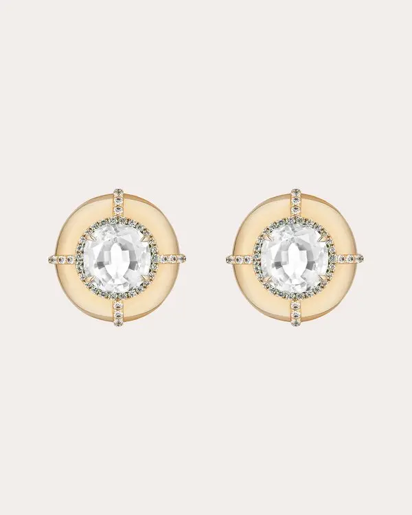 Goshwara Diamond And 18k Medallion Stud Earrings - Gold