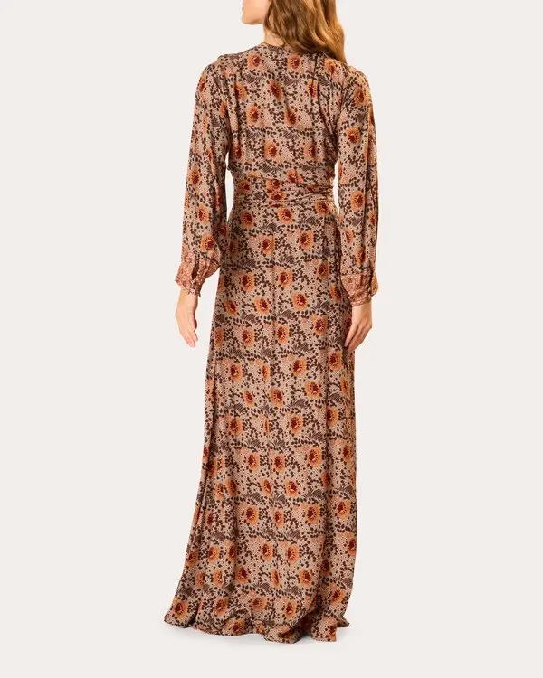 Natalie Martin Kate Floral Gathered Wrap Maxi Dress