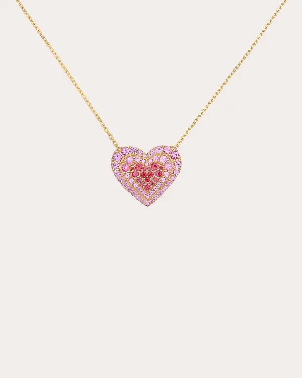 CAMPBELL + CHARLOTTE Sapphire & Ruby 14k Gold Juju Heart Pendant Necklace - Pink