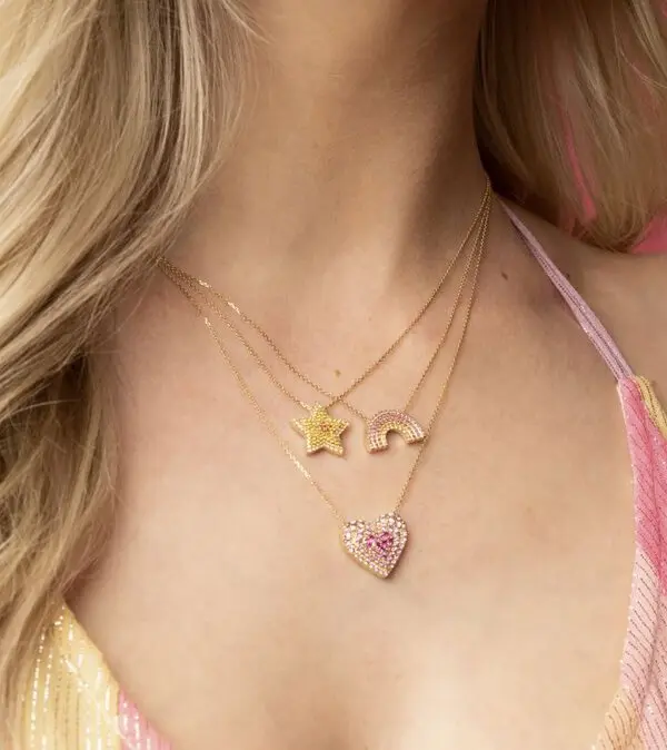 CAMPBELL + CHARLOTTE Sapphire & Ruby Juju Heart Pendant Necklace