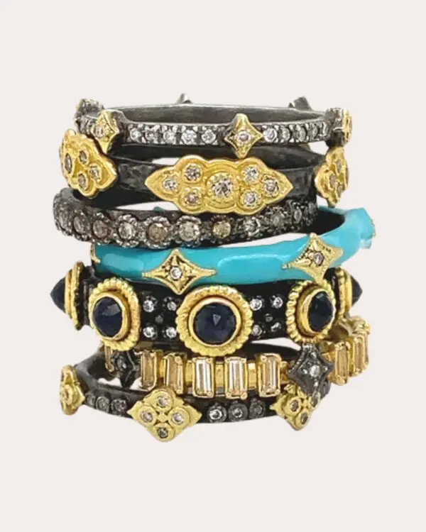 Armenta Diamond & 18k Gold Crivelli Stackable Ring - Blue