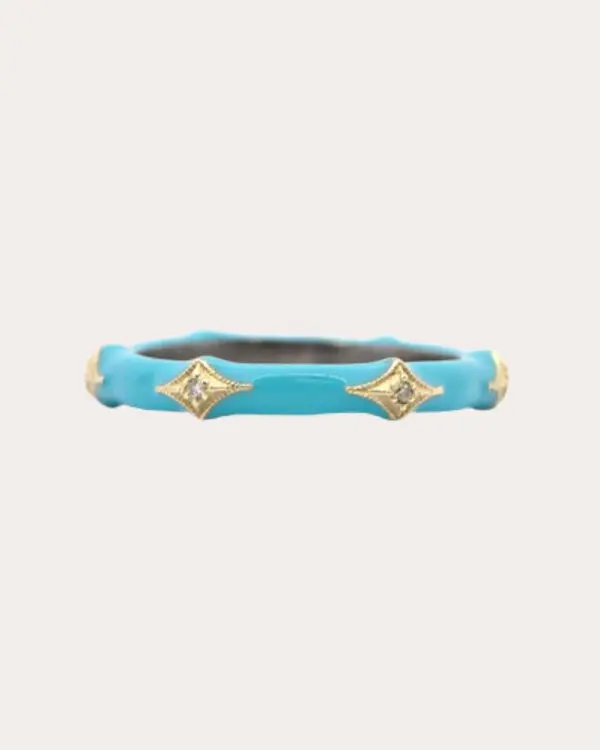 Armenta Diamond & 18k Gold Crivelli Stackable Ring - Turquoise