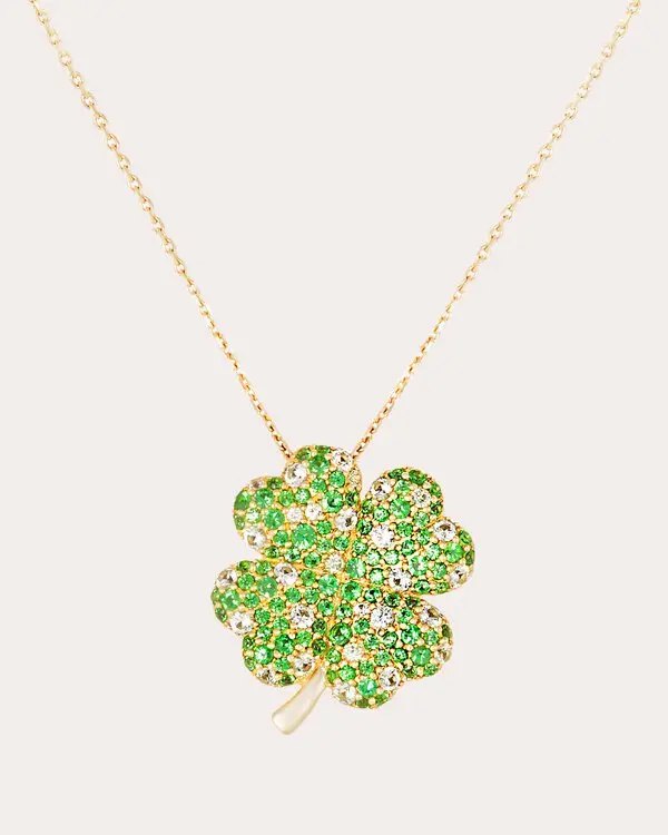 CAMPBELL + CHARLOTTE Juju 14k Multi-stone Four Leaf Clover Pendant Necklace - Gold