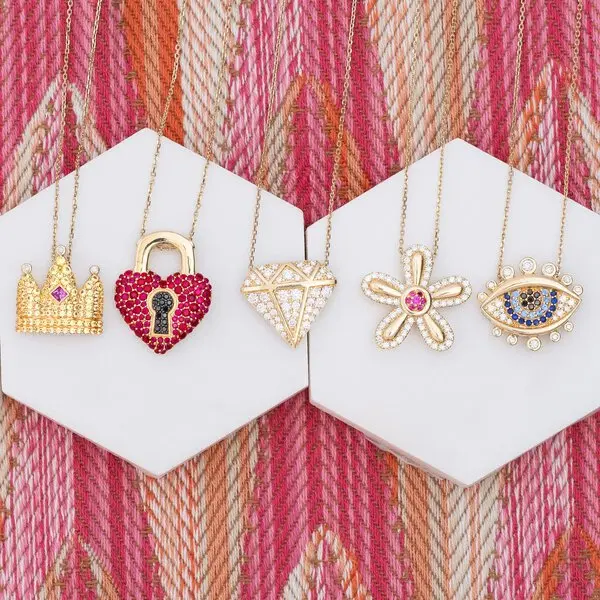 CAMPBELL + CHARLOTTE Ruby & Black Diamond 14k Gold Heart Locket Pendant Necklace