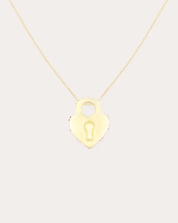 CAMPBELL + CHARLOTTE Ruby & Black Diamond 14k Gold Heart Locket Pendant Necklace
