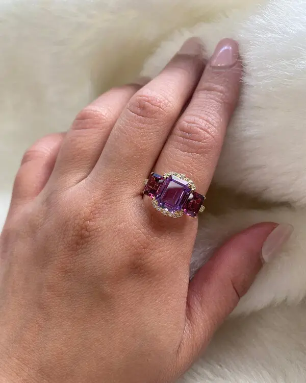 Goshwara Amethyst, Garnet And Diamond 18k Gold Ring - Purple/red