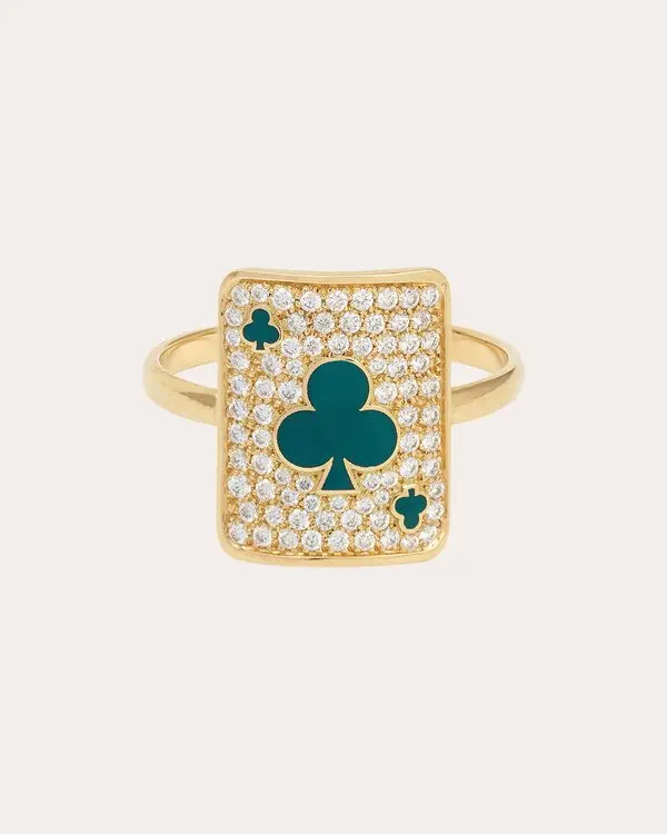 MYSTERYJOY Lucky Harmonie 18k Enamel And Lab-grown Diamond Pinky Ring - Gold