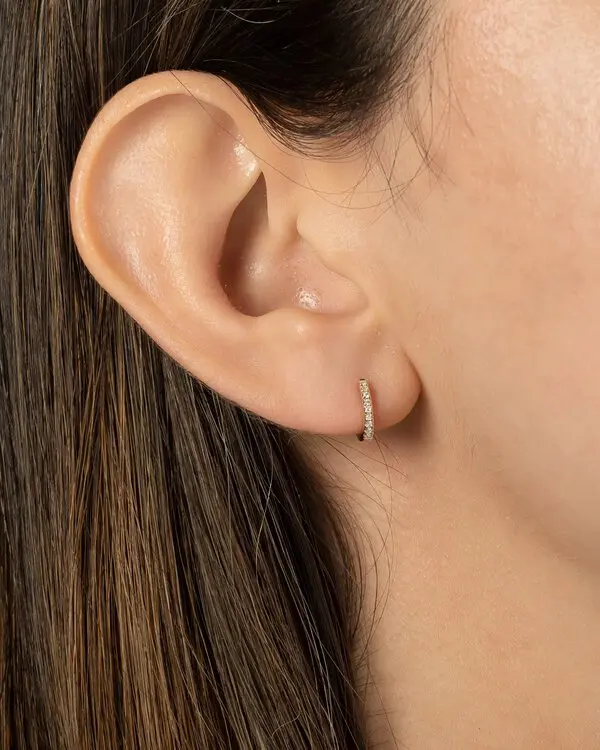 ZOE LEV Diamond And 14k Mini Hoop Earrings