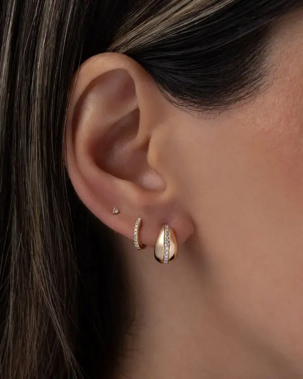 ZOE LEV Diamond And 14k Mini Hoop Earrings