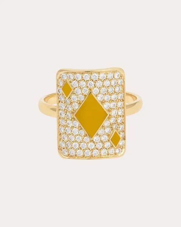 MYSTERYJOY Honneur 18k Enamel And Lab-grown Diamond Pinky Ring - Gold