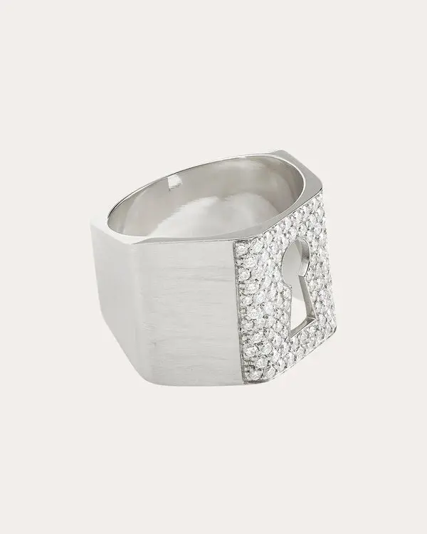 MYSTERYJOY Diamond And 18k White Gold Protection Ring - Silver