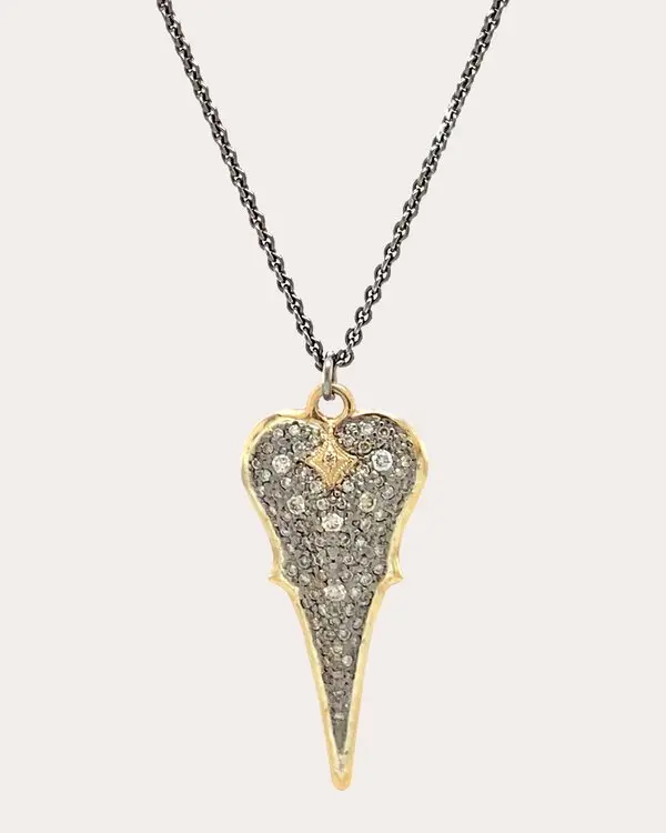 Armenta Diamond Heart Shield Pendant Necklace - Grey