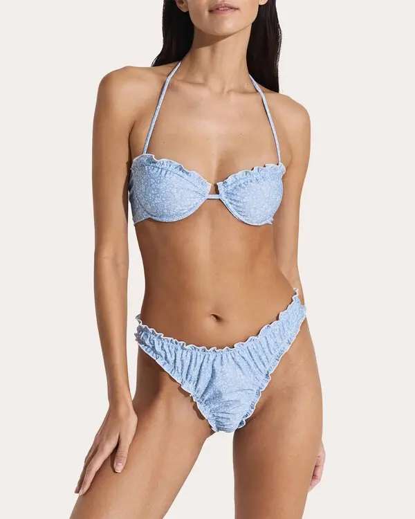 SEAQUELLE SWIM Lake Floral Ruffle Underwire Balconette Bikini Top