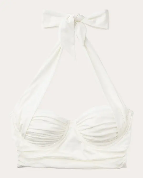 SEAQUELLE SWIM Haven Ruched Underwire Halter Bikini Top - White