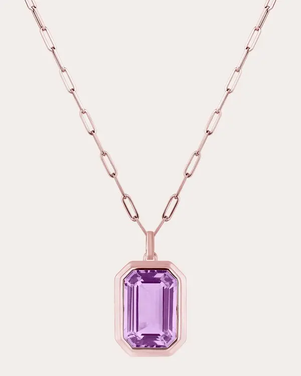 Goshwara 18k Rose Gold Lavender Amethyst Pendant Necklace - Purple