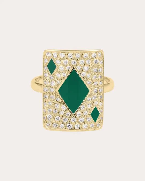 MYSTERYJOY Lucky Honneur 18k Enamel And Lab-grown Diamond Ring - Gold