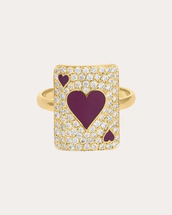 MYSTERYJOY Lovely Âme 18k Enamel And Lab-grown Diamond Pinky Ring - Gold