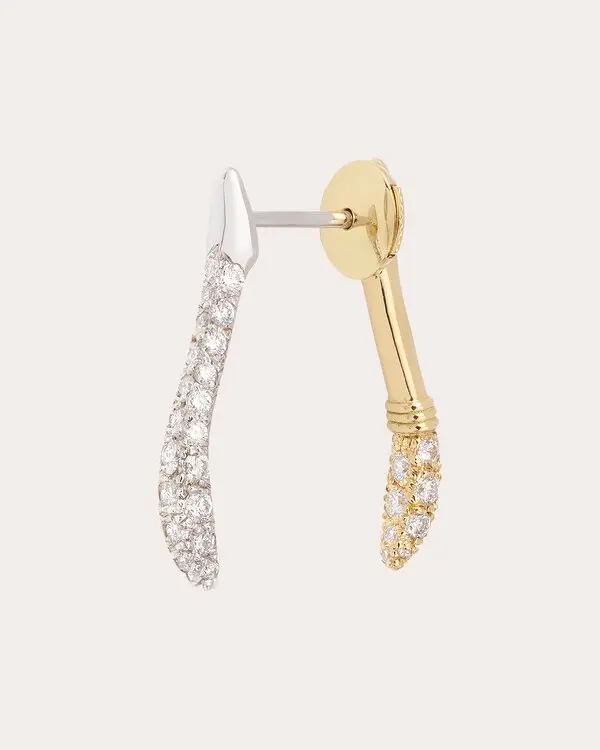 MYSTERYJOY Large Wishbone Large 18k Gold And Lab-grown Diamond Single Earring Jacket - Yellow Gold/white Gold