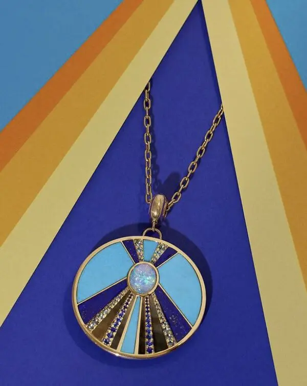 JENNIFER DEMORO 18k Gold Sun Stone Pendant Necklace